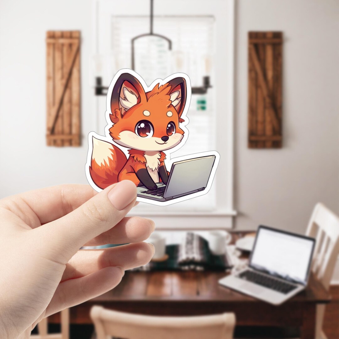 Laptop Fox Sticker B | Fox Sticker | Animal Sticker | Waterproof ...