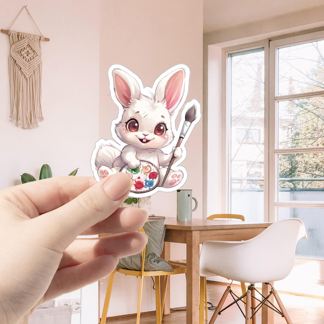 Rabbit Painting Sticker B | Rabbit Stickers Animal Stickers Pet ...