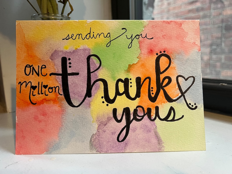 Hand Painted One Million Thank Yous Card - Etsy