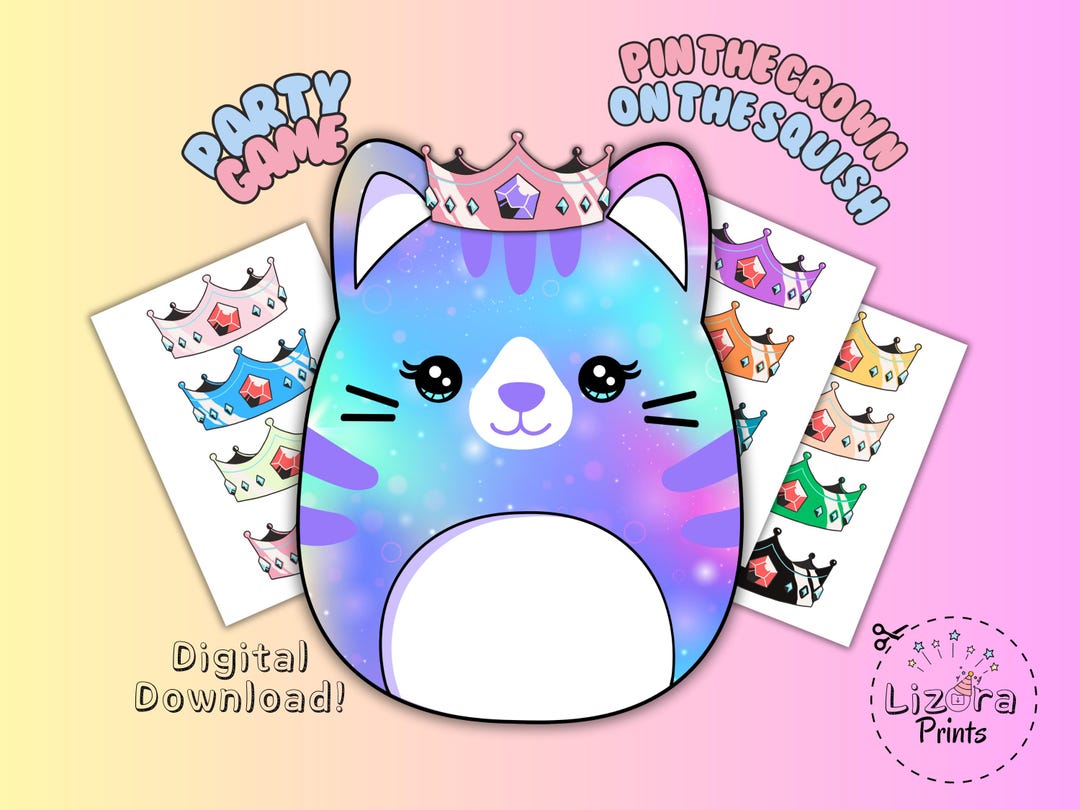 Pin the Crown on the Squish Mallow Game, Printable Party Poster and ...