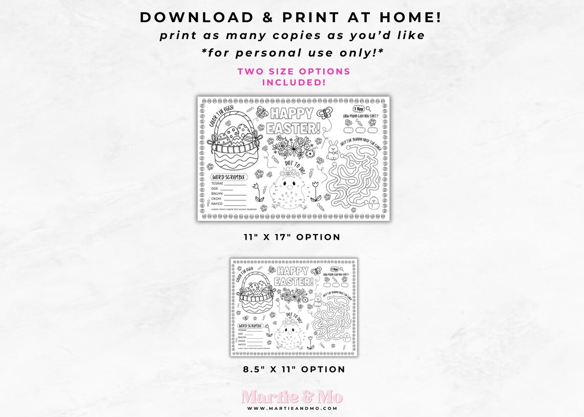 Easter Placemat, Easter Printable Placemat, Easter Coloring Page ...