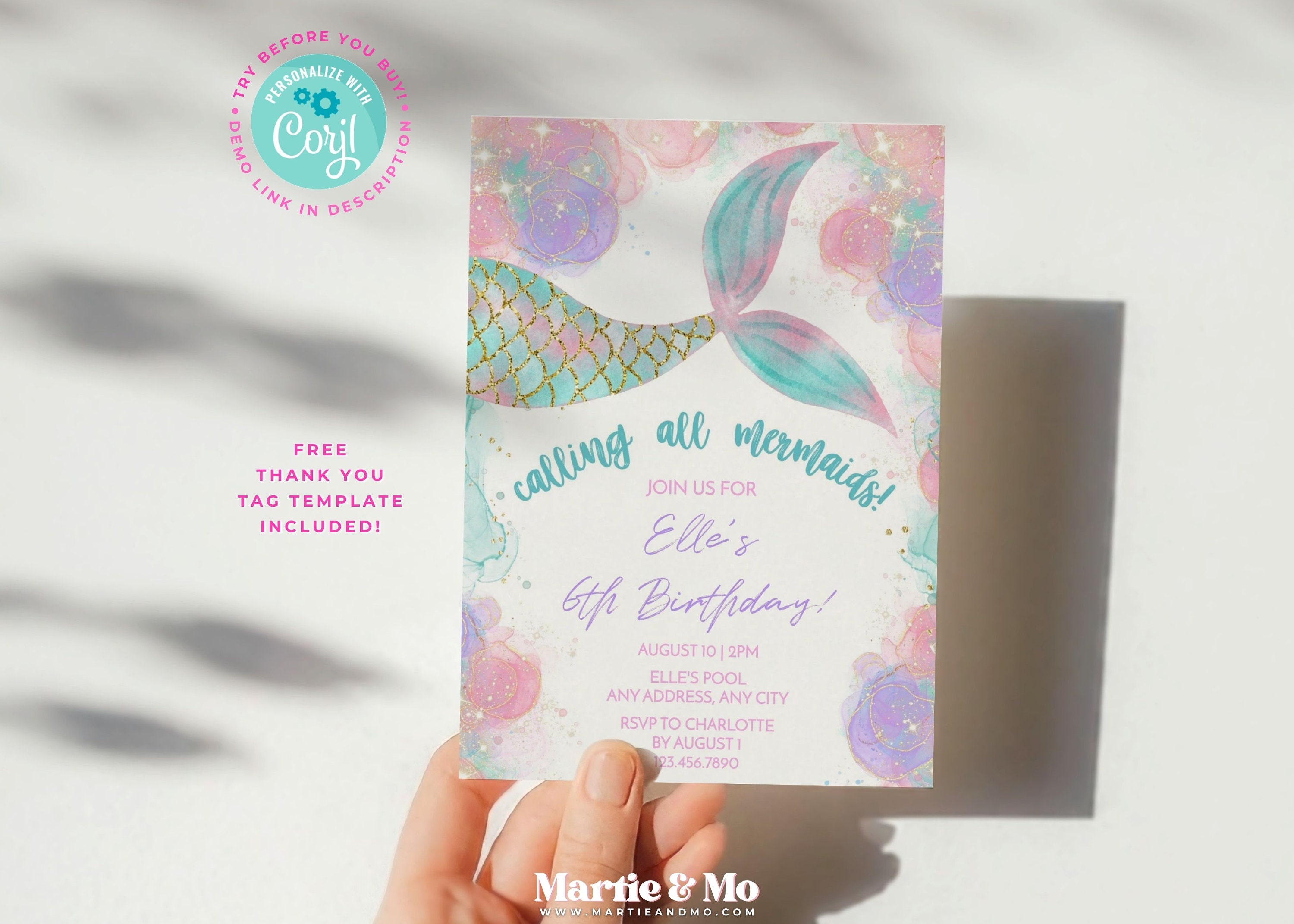 Editable Mermaid Birthday Invitation, Mermaid Invite, Calling All ...