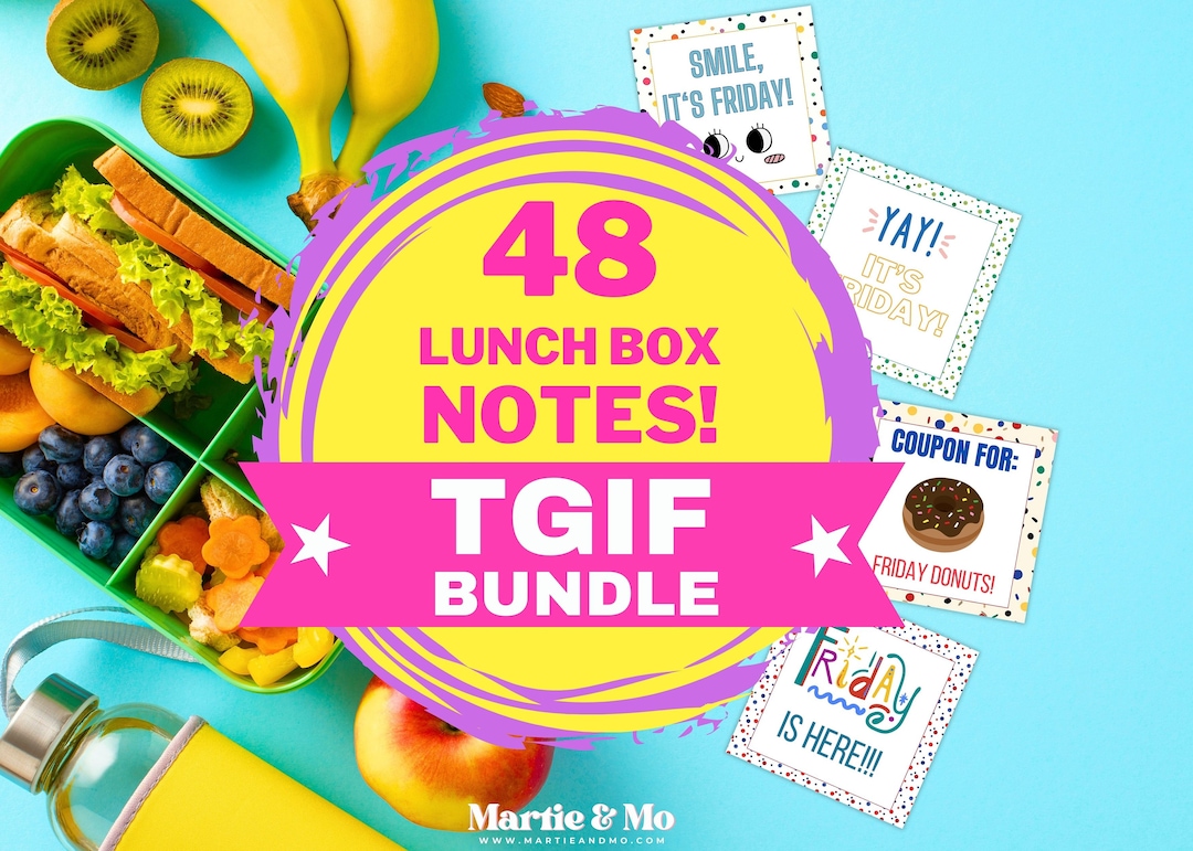Lunch Box FRIDAY Notes, Kids Lunchbox Notes, Printable Lunch Box Notes ...