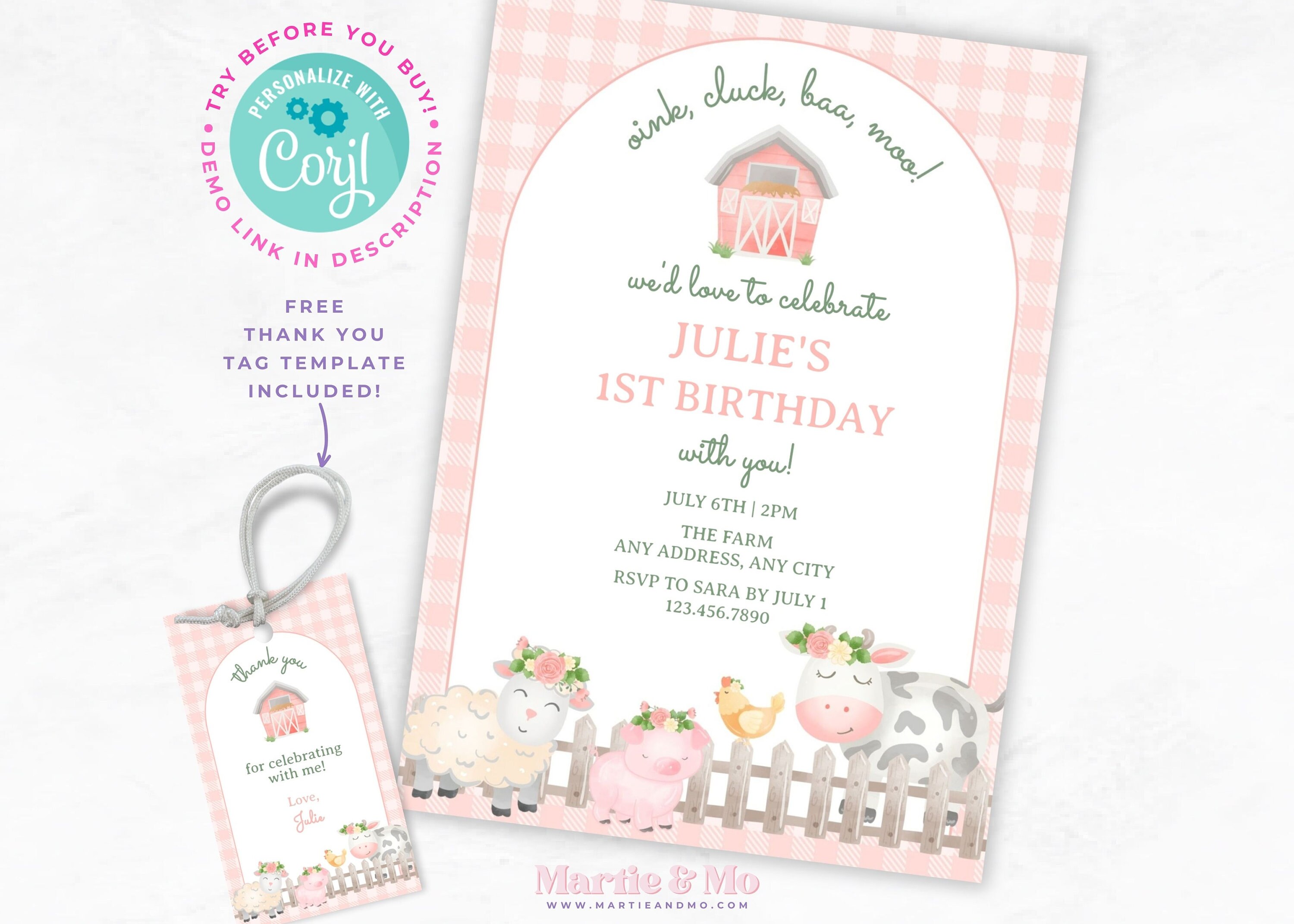 Editable Farm Birthday Invitation, Farm Animals Birthday Invite ...