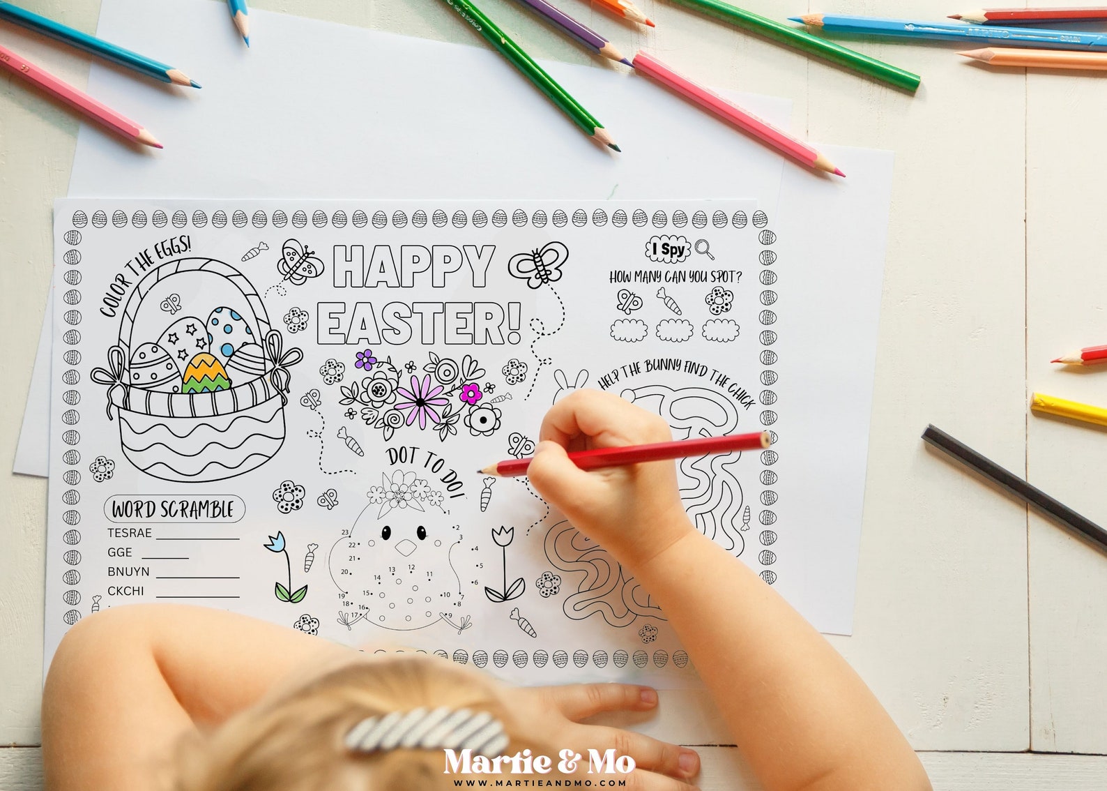 Easter Placemat, Easter Printable Placemat, Easter Coloring Page ...