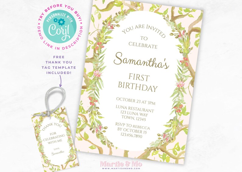 Editable Floral Birthday Invitation, Garden Birthday Invite, Enchanted ...