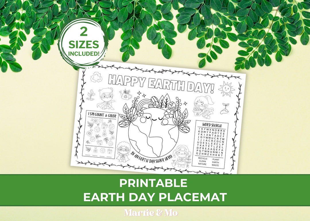 Earth Day Placemat, Earth Day Printable Placemat, Kids Earth Day ...