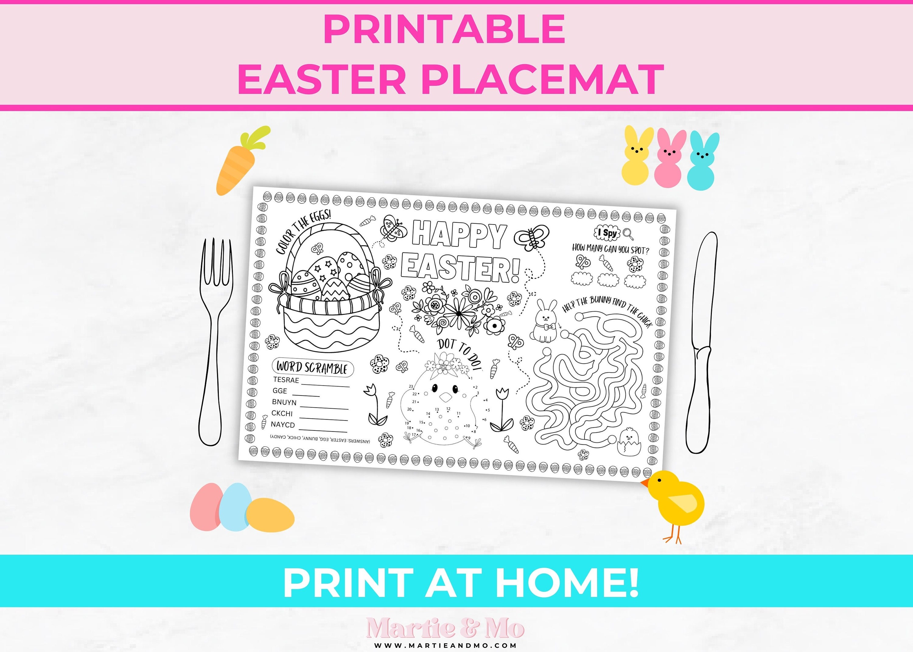 Easter Placemat, Easter Printable Placemat, Easter Coloring Page ...