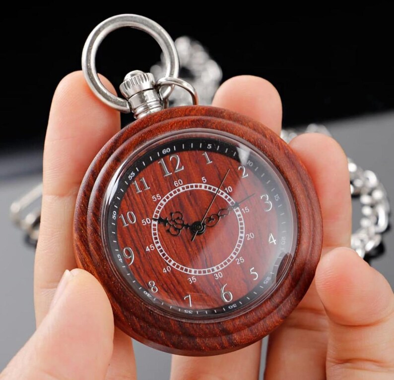 Customized Wooden Pocket Watches for Men Handmade Bamboo Wood Analog ...