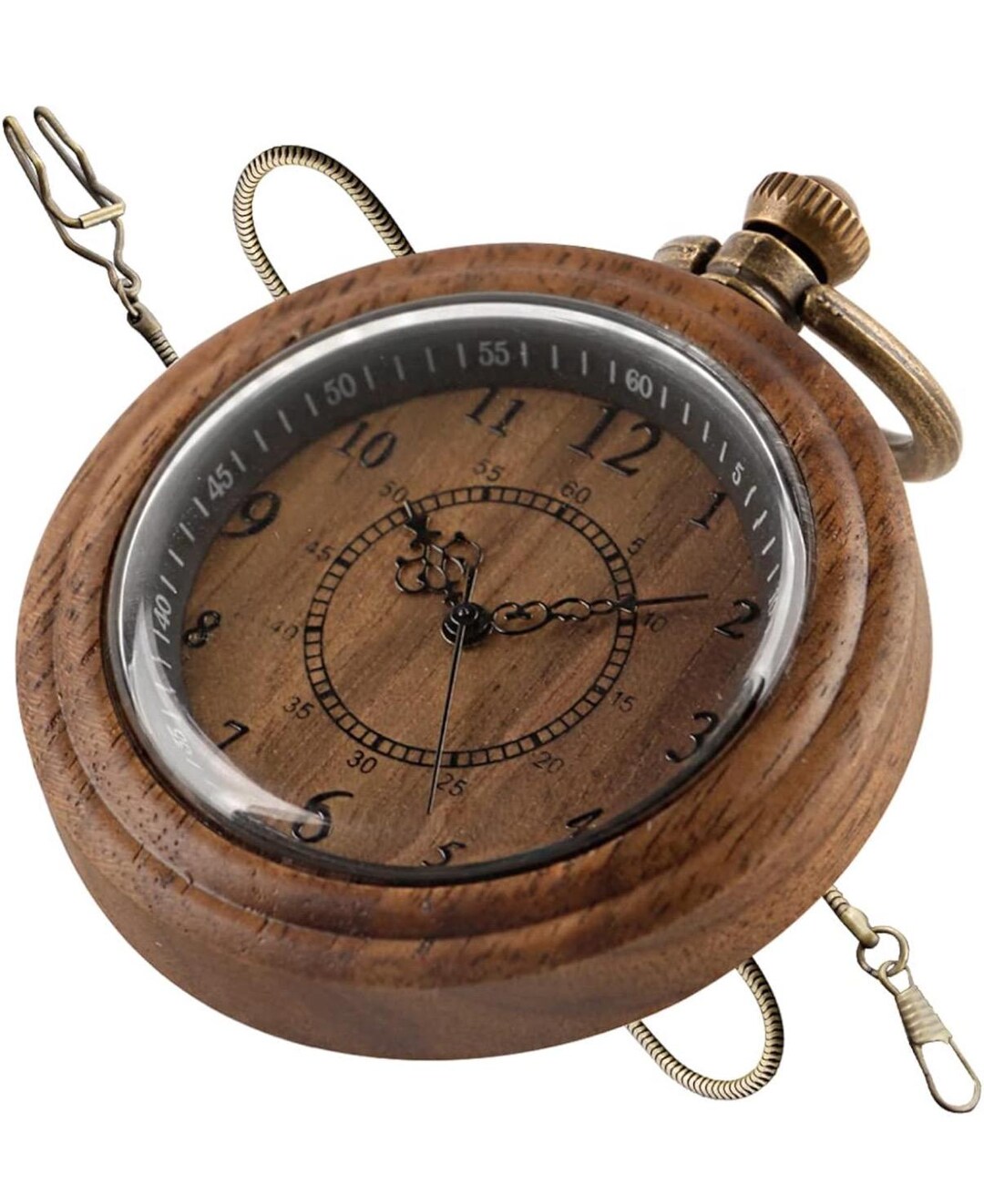 Memorial Keepsake Bamboo Wooden Pocket Watch, Personalized Quartz ...