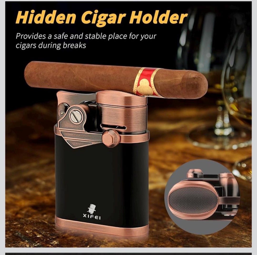 Personalized Cigar Lighter 4 Jet Flame Torch Lighter With Cigar Holder ...