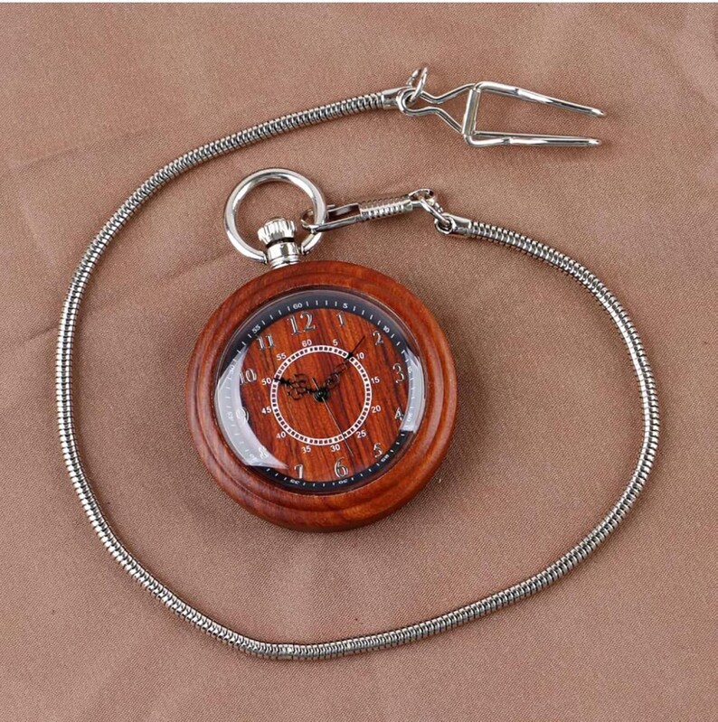 Customized Wooden Pocket Watches for Men Handmade Bamboo Wood Analog ...