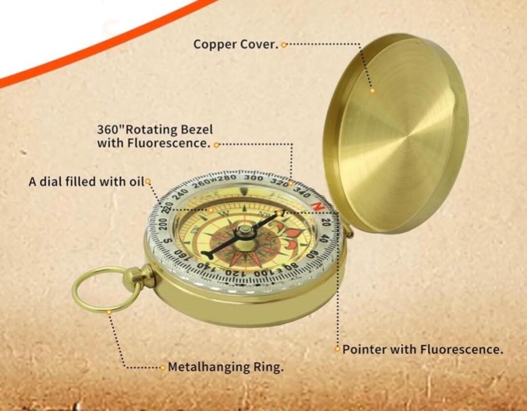 Compass , Laser Engrave on Lid, Compasses |brass Sundial Compass|gold ...