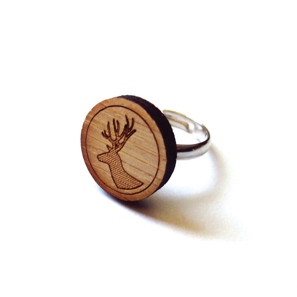 Deer Stag Ring. Deer Ring. Stag Ring. Reindeer Ring. Wood | Etsy