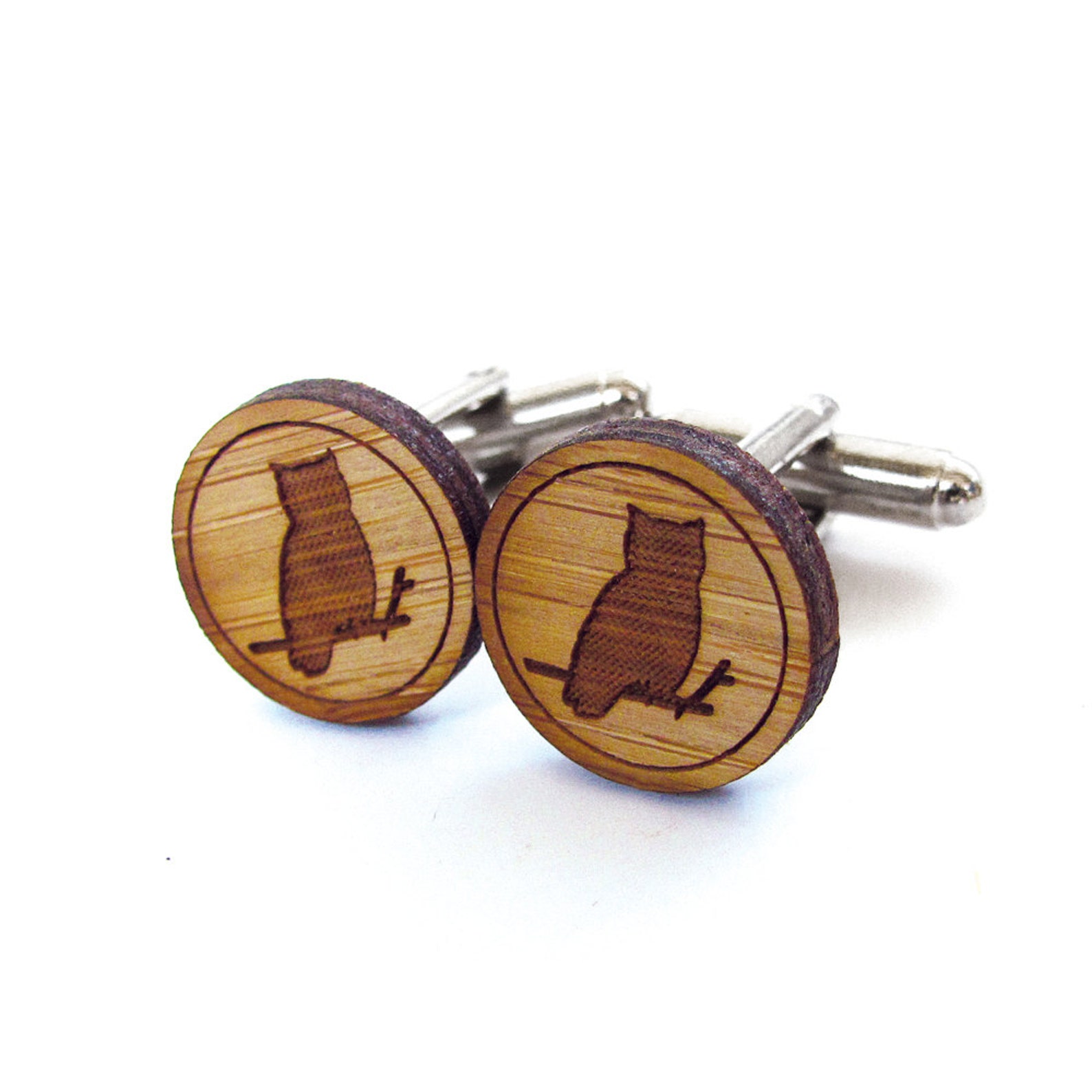 Wise Owl Cufflinks. Bird Cufflinks. Wood Cufflinks. Groomsmen Gift ...