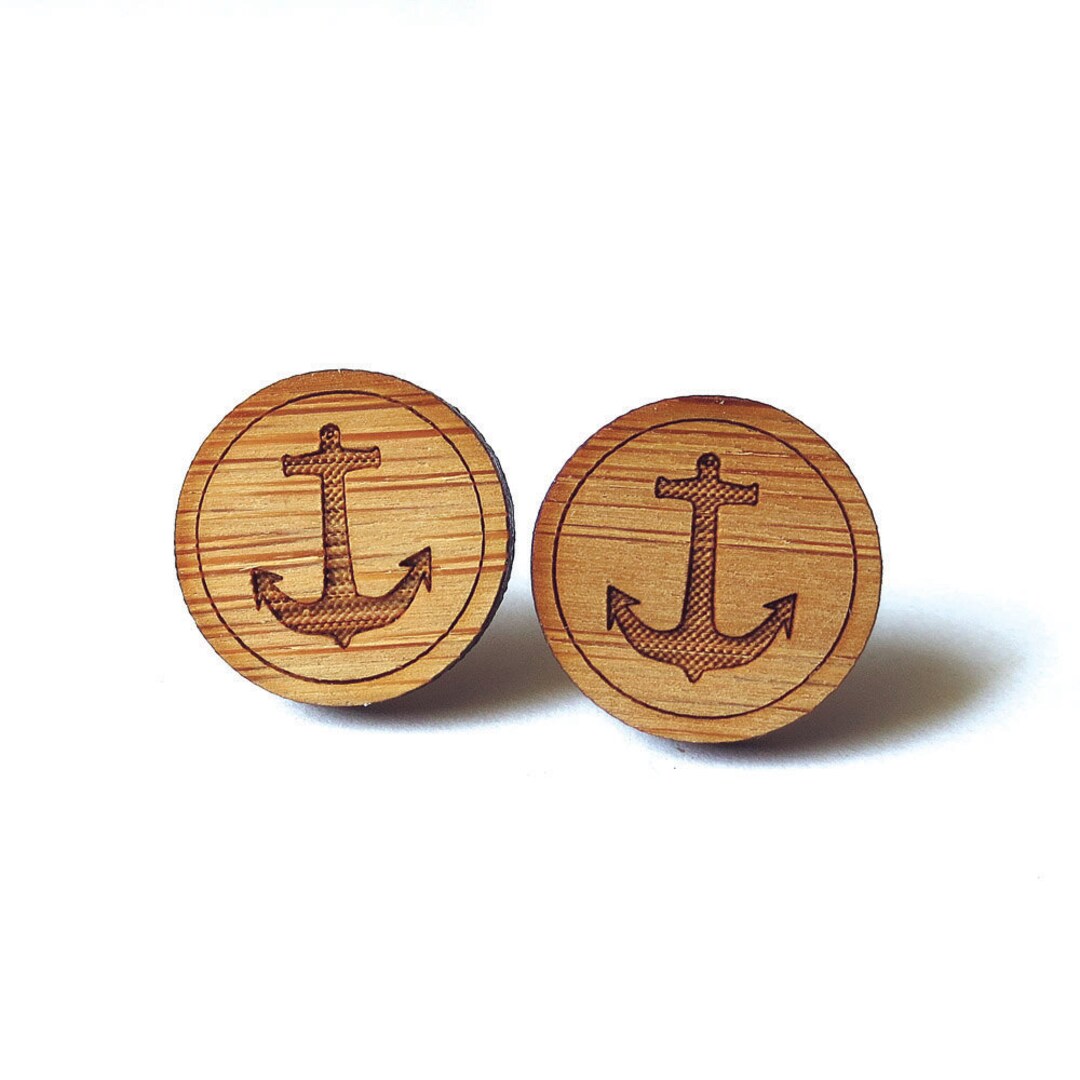 Anchor Earrings. Wood Earrings. Stud Earrings. Laser Cut Earrings ...