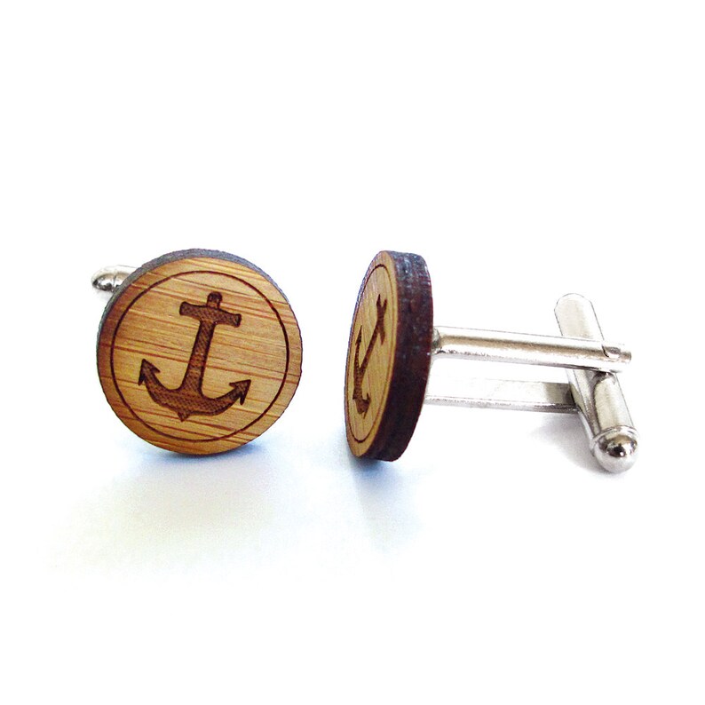 Anchor Cufflinks. Nautical Cufflinks. Wood Cufflinks. - Etsy