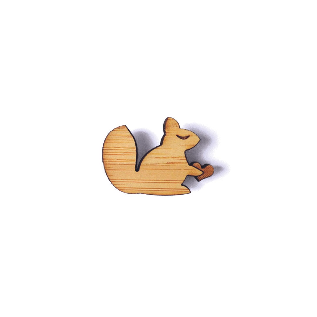 Cute Little Squirrel Pin. Squirrel Pin. Bamboo Pin. Wood Pin. Bamboo ...