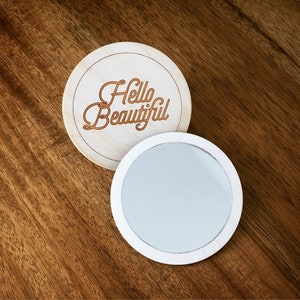 Hello Beautiful Pocket Mirror. Pocket Mirror. Wood Mirror. Mirror ...
