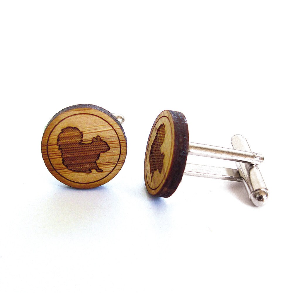 Smart Squirrel Cufflinks. Squirrel Cufflinks. Wood Cufflinks. Groomsmen ...