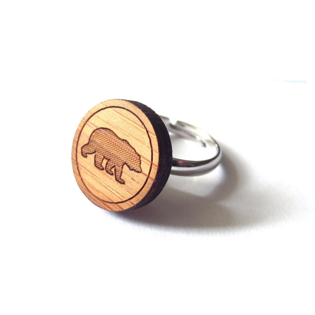 Big Bear Ring. Bear Ring. Grizzly Ring. Wood Ring. Gifts Under 25. Gift ...