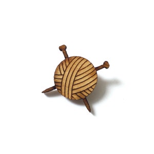 Yarn Ball Pin. Yarn Pin. Wood Tie Pin. Wood Lapel Pin. Tie Pin. Lapel ...