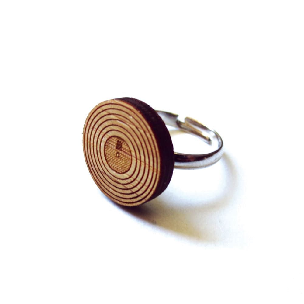 Record Ring. LP Ring. Music Ring. Wood Ring. Gifts Under 25. | Etsy