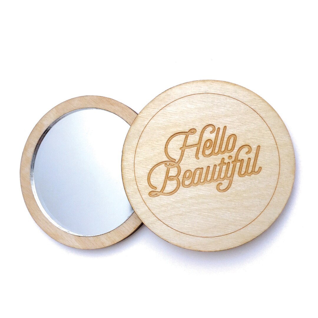 Hello Beautiful Pocket Mirror. Pocket Mirror. Wood Mirror. Mirror ...