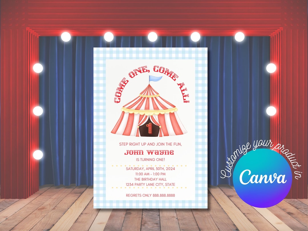 Come One Come All Circus First Birthday Invitation - Etsy