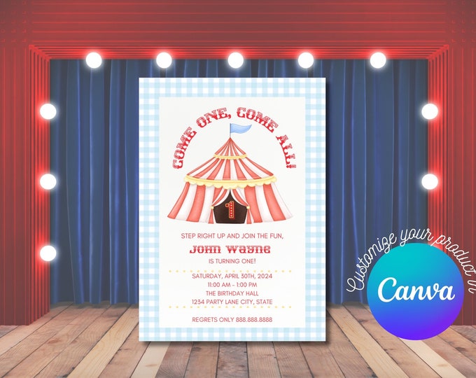 Come One Come All Circus First Birthday Invitation - Etsy