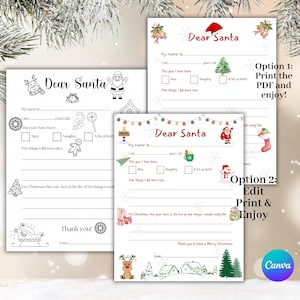 Printable Letter to Santa Coloring Page Digital Download Editable ...