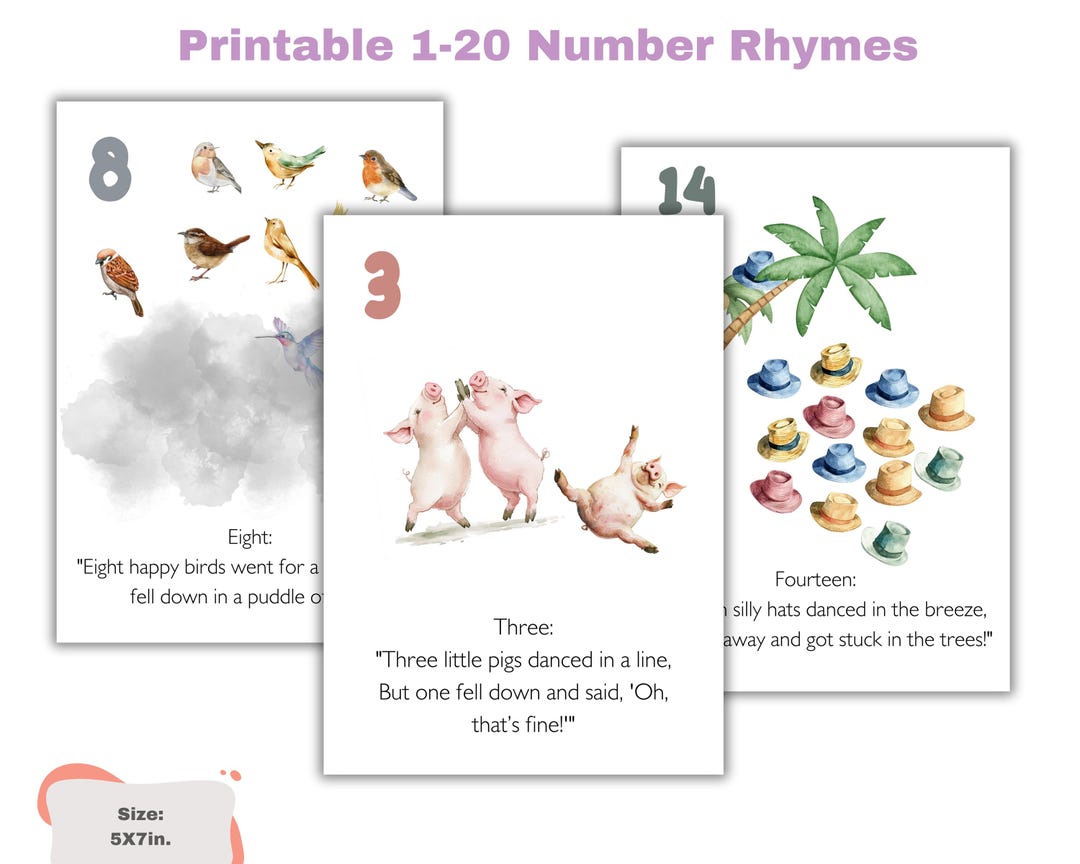 Rimas de números del 1 al 20, Tarjetas para contar, Educación en el ...