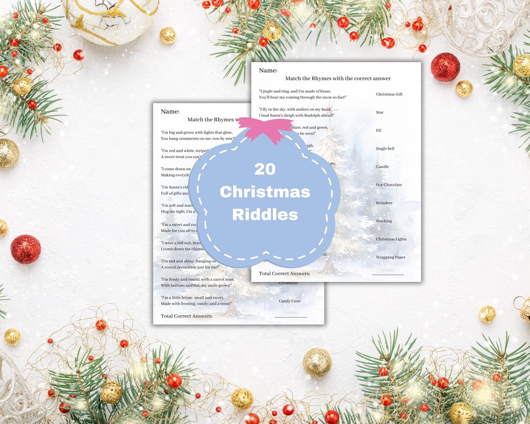 Printable Christmas Riddles for Kids, Kids School Activities, Daycare ...