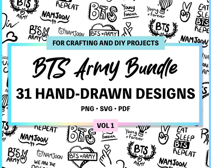 BTS Army Bundle vol 1 Svgs, Pngs, Pdfs for Cricut, 3D and Crafting ... BTS Army Bundle vol 1 Svgs, Pngs, Pdfs for Cricut, 3D and Crafting ...