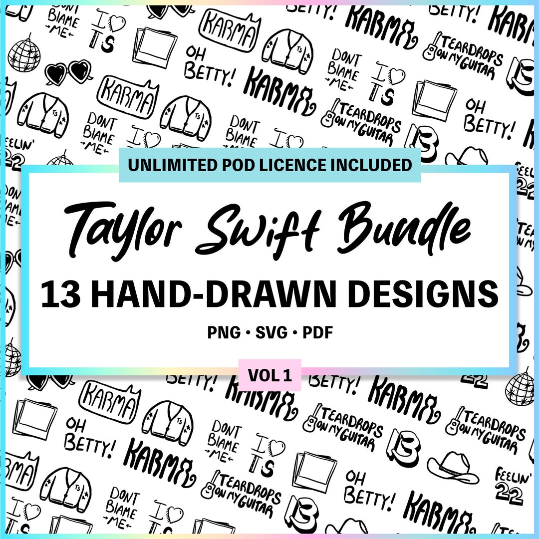 Taylor Swift Bundle vol 10 Svgs, Pngs, Pdfs for Cricut, 3D and Crafting ...