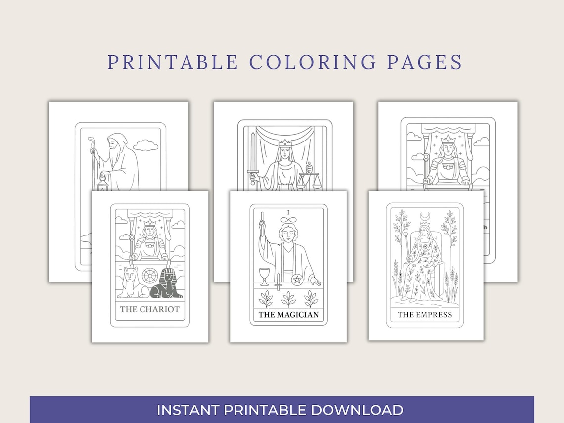 Color Your Own Tarot Cards / Tarot Card Coloring Book/ Printable Major ...
