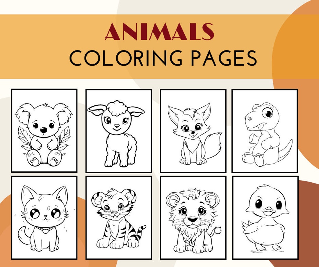 Animal Coloring Pages /set of 30/ - Etsy