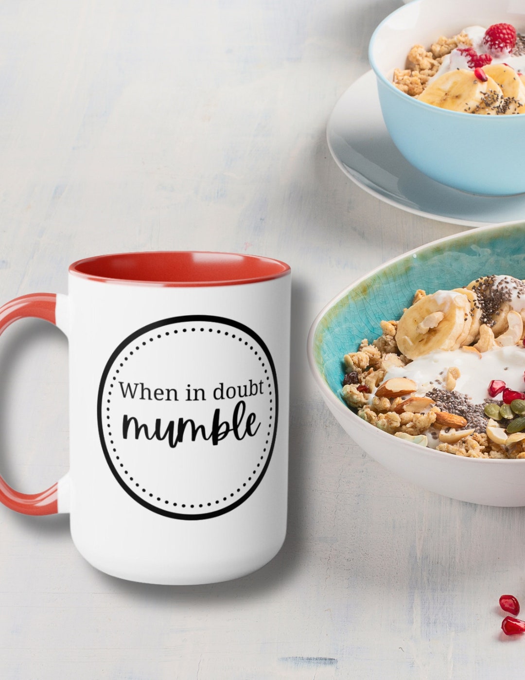 When in Doubt Mumble Two-tone Coffee Mugs 15oz - Funny Coffee Mug ...