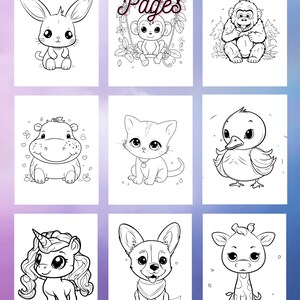 Cute Animals Coloring Pages Instant Download Digital Prints School ...