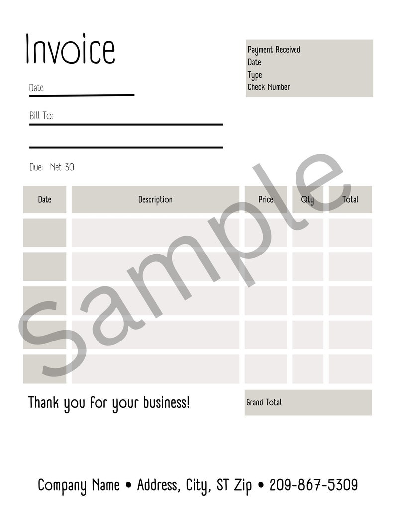 Invoice Template - Modern Style - Instant Download Printable - PDF Docx ...