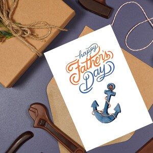 Father's Day Anchor Instant Download Printable Card - Foldable Father's ...