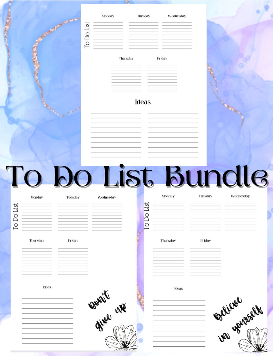 Productivity Bundle Digital To-do List Printable Bundle - Three ...