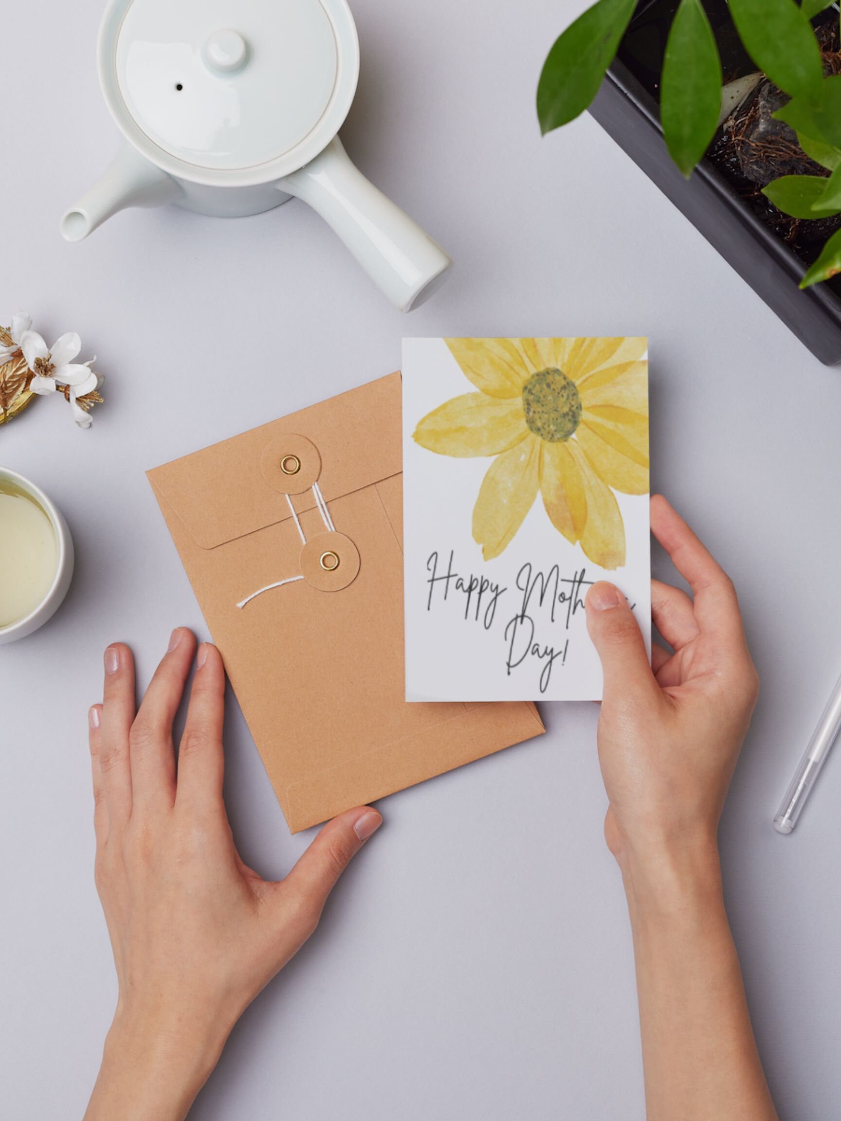 Happy Mother's Day Sunflower Printable Card Floral Greeting Card ...