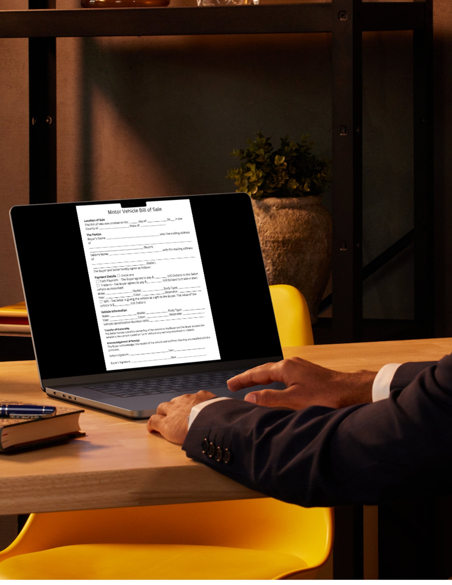 PDF or Docx Printable Motor Vehicle Bill of Sale With Notary Page - PDF ...