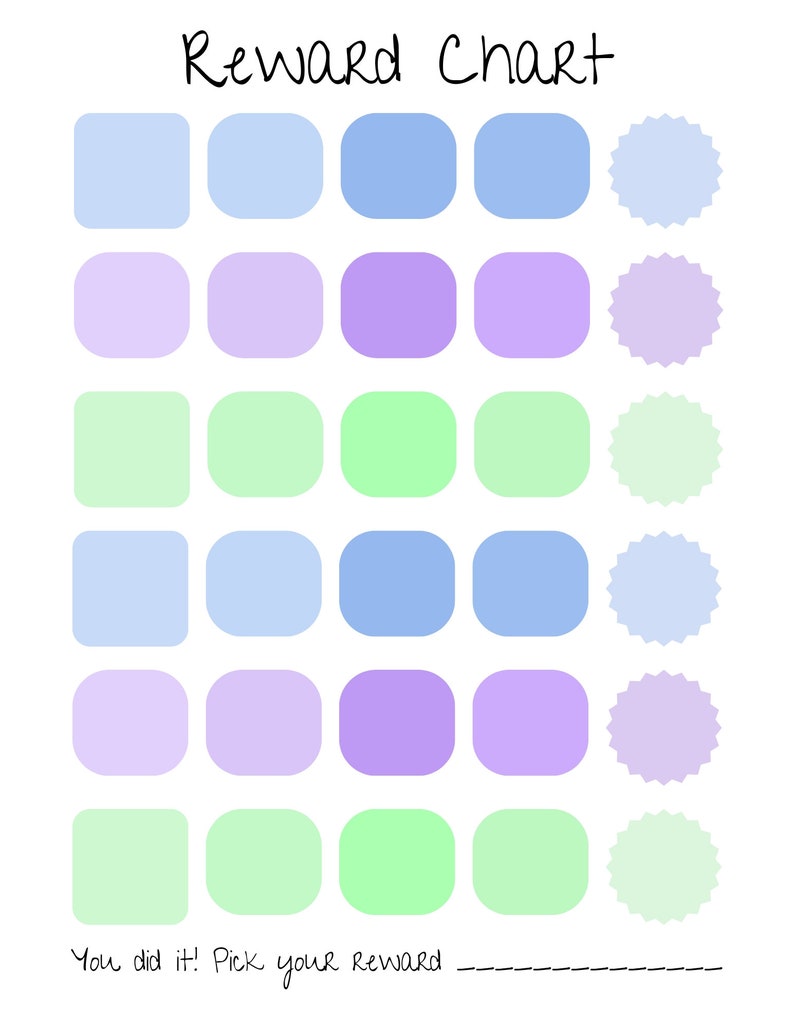 Reward Chart Printable PDF Instant Download Toddler Reward Chart ...