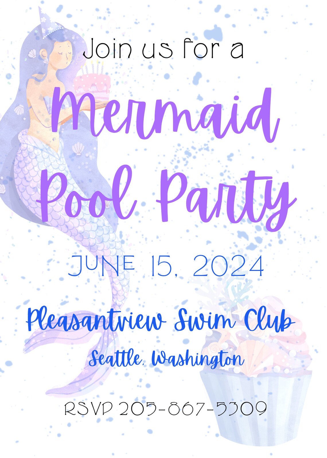 Mermaid Pool Party Invitation - Editable Instant Download - Etsy