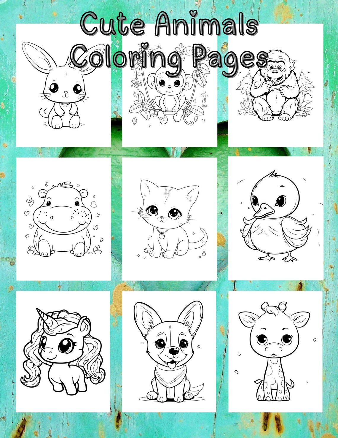 Cute Animals Coloring Pages - Instant Download Digital Prints - School ...