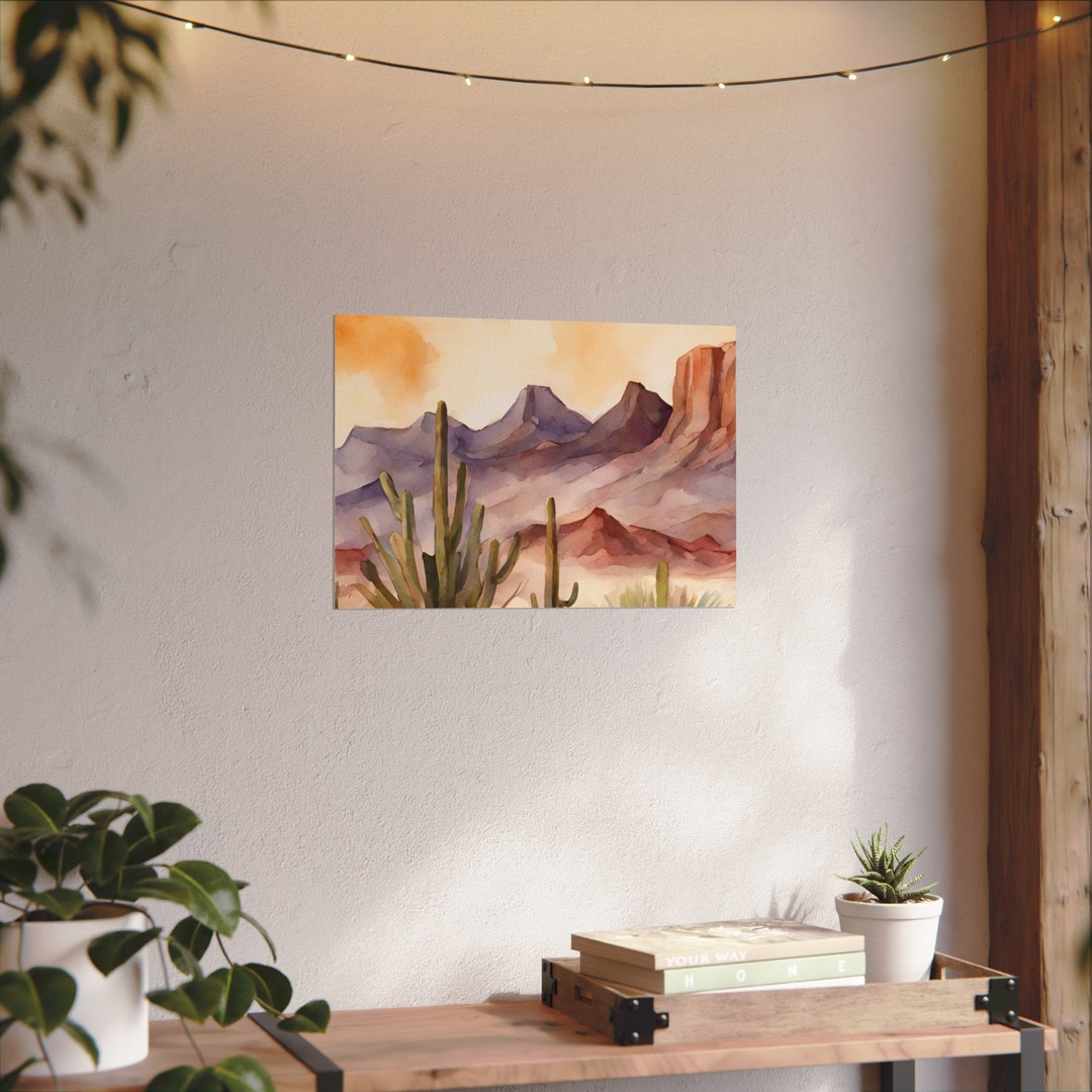 Southwest Desert Print Textured Watercolor Matte Posters - Gift Idea ...