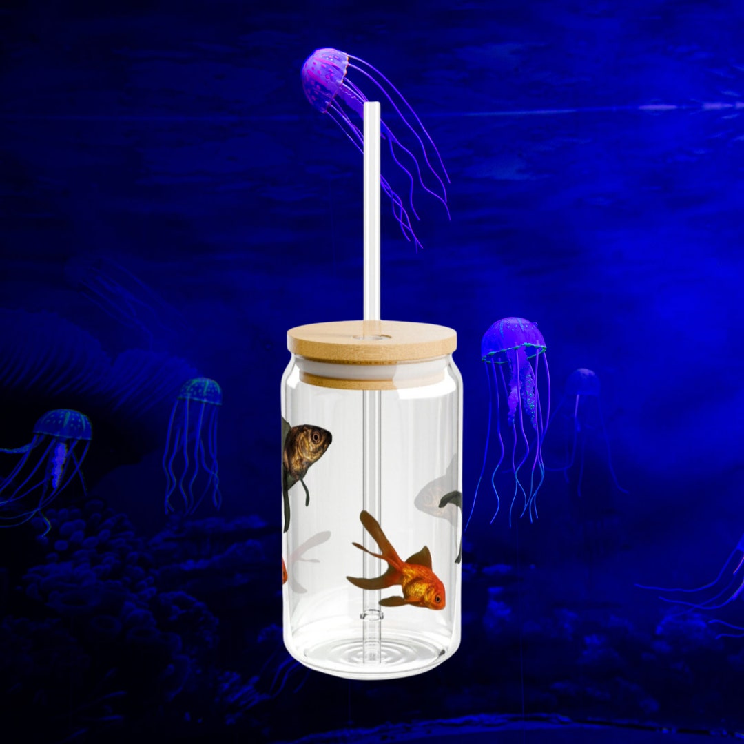 Goldfish Sipper Glass, 16oz - Iced Coffee Glass - Gift for Her - Fancy ...