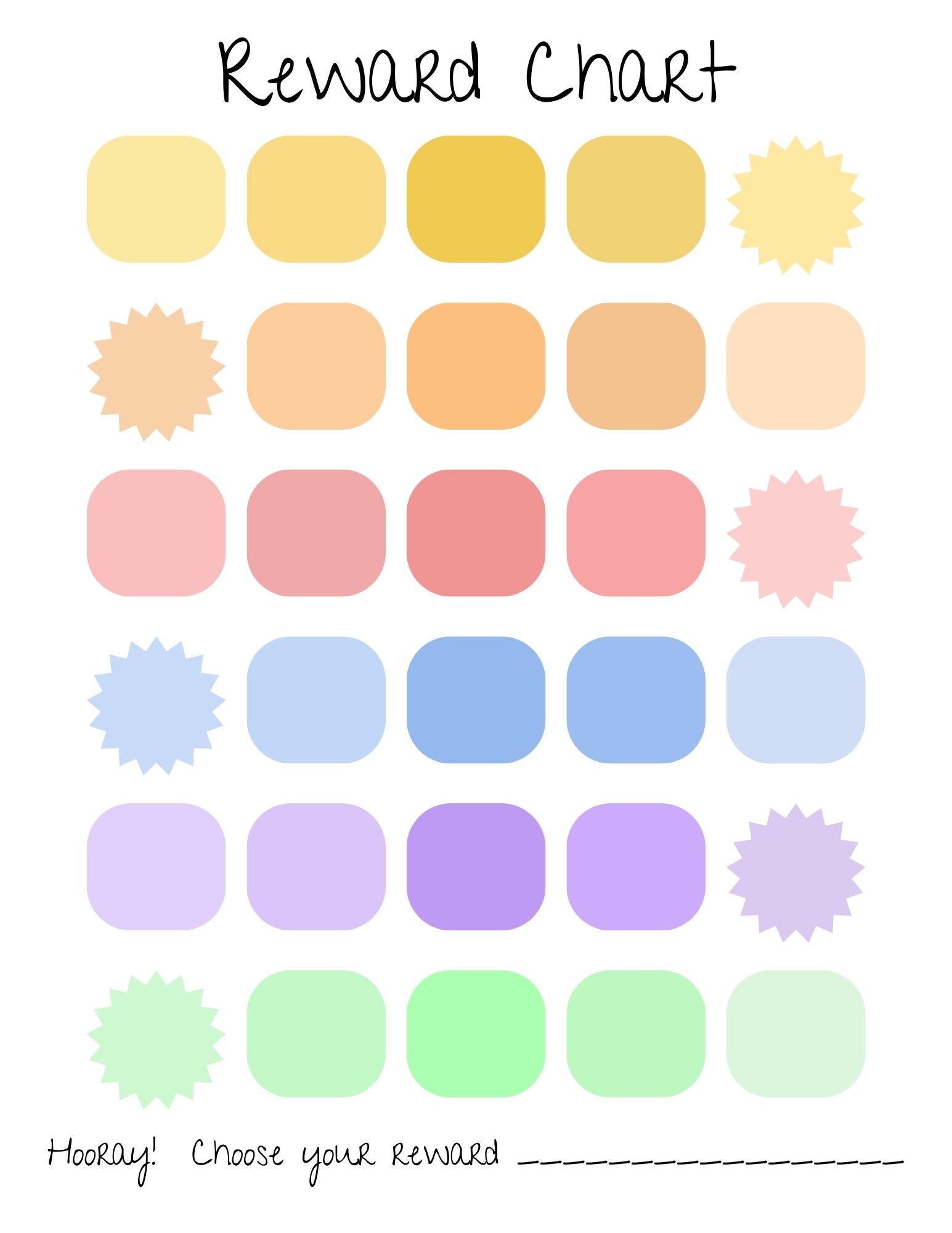 Reward Chart Printable PDF Instant Download Toddler Reward Chart ...